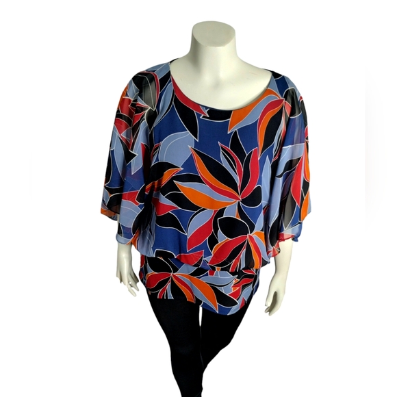 Coco Bianco | Tops | Coco Bianca Abstract Colorful Wing Sleeve Blouse ...
